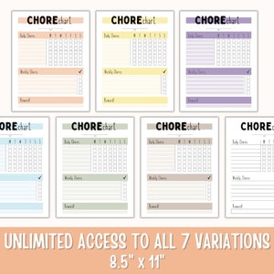 Digital Chore Chart Printable - Organize Your Household Chores - Etsy