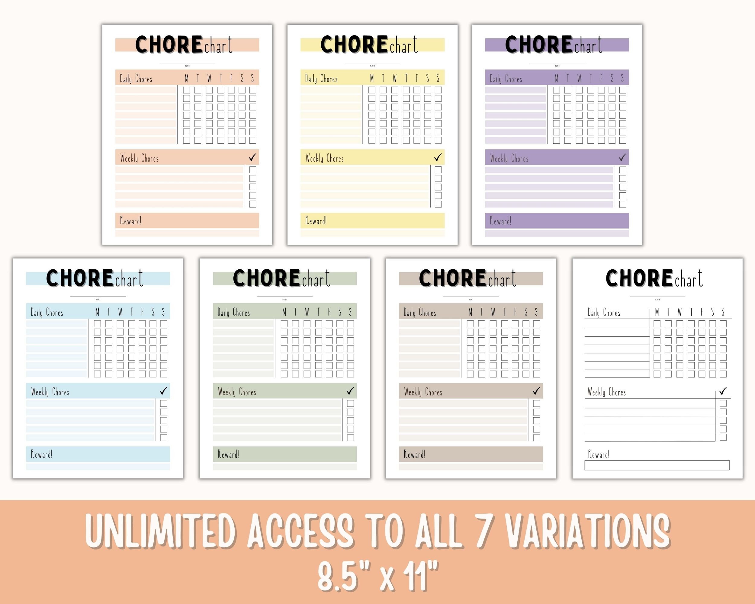 Digital Chore Chart Printable - Organize Your Household Chores - Etsy