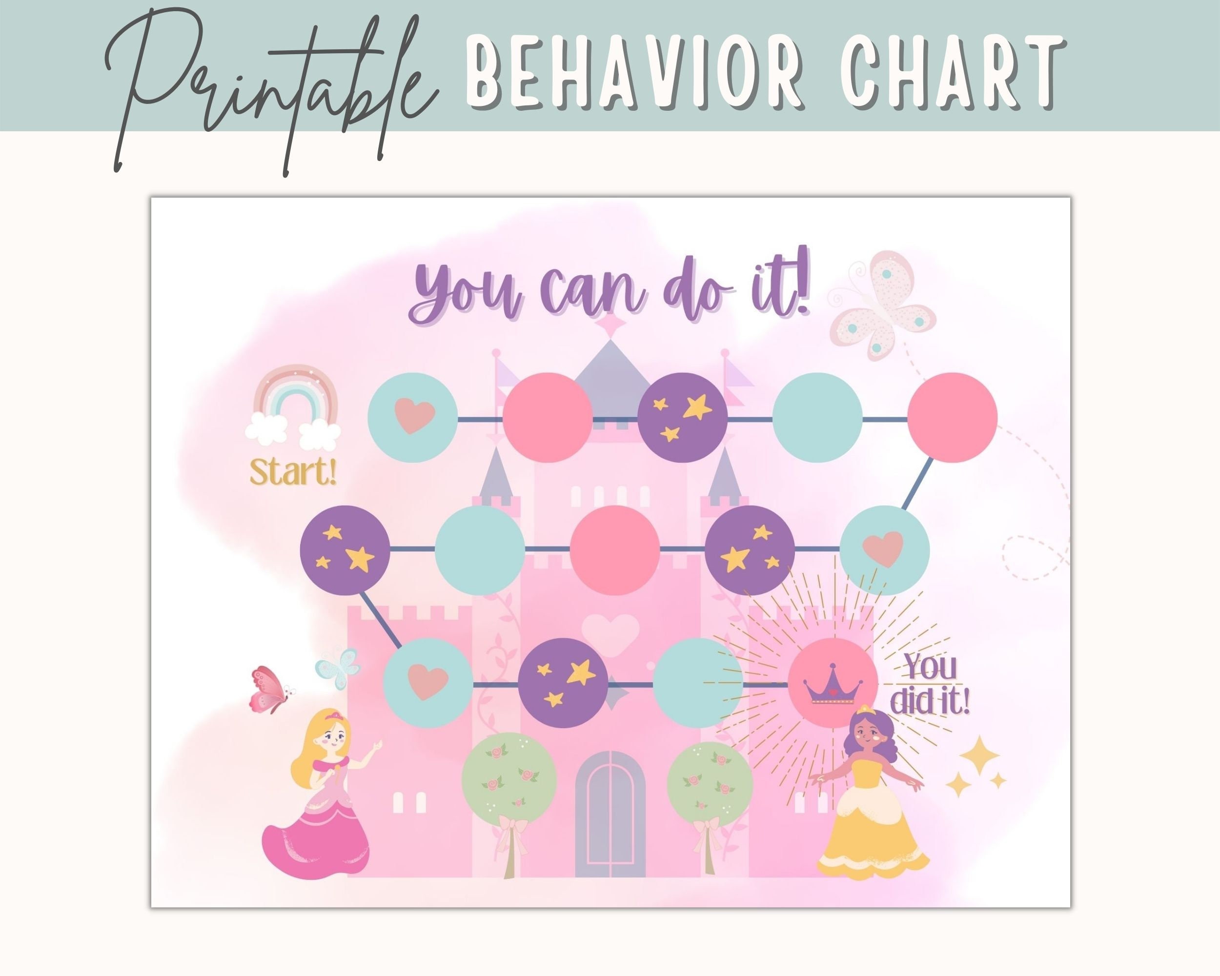 Princess Behavior Chart Printable Digital Download for Kids - Etsy