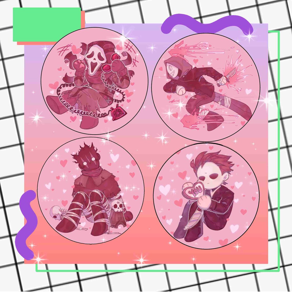 DBD Chibi Killer Buttons SLASHER Pins Halloween Badges - Etsy