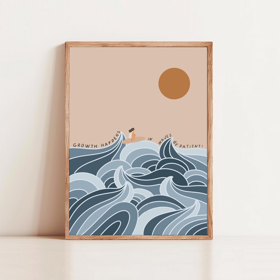 Growth Mindset Poster • Surfing Print • Coastal Wall Art • Ocean Print ...