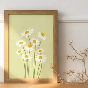 Light Green Daisy Flower Wall Art, Digital Download Pastel Green Daisy ...