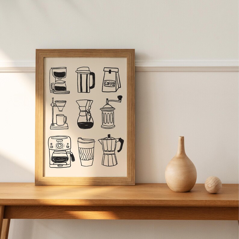 Coffee Bar Print, Coffee Corner Printable Art, Modern Kitchen Decor ...