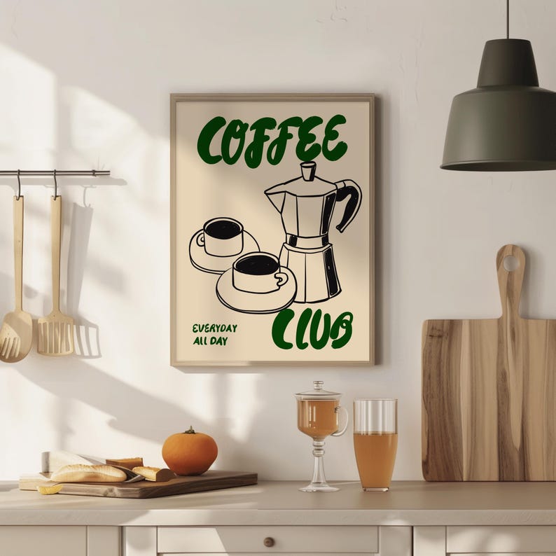 Coffee Print • Coffee Club Poster • Coffee Lover Print • Moka Pot ...