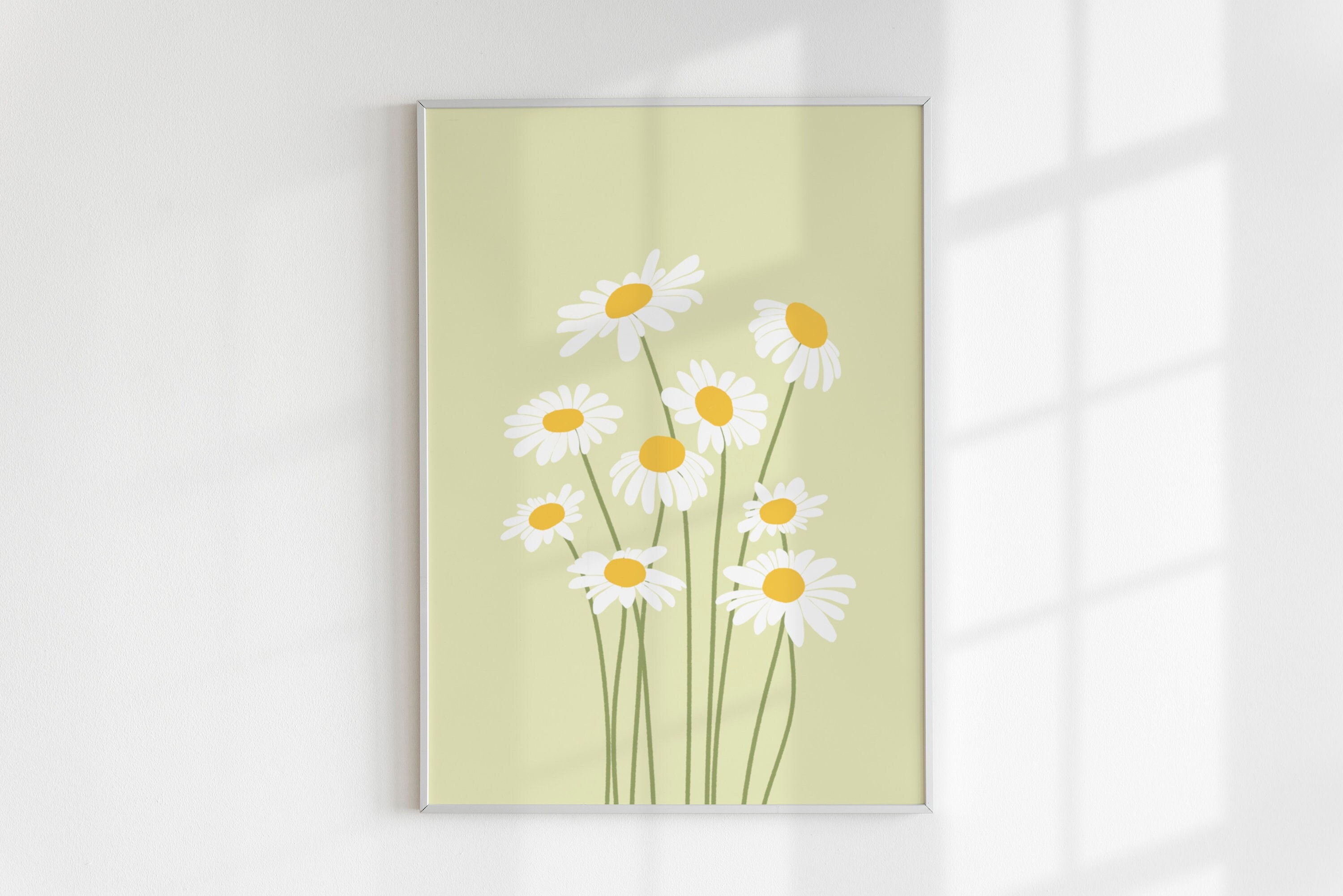 Light Green Daisy Flower Wall Art, Digital Download Pastel Green Daisy ...