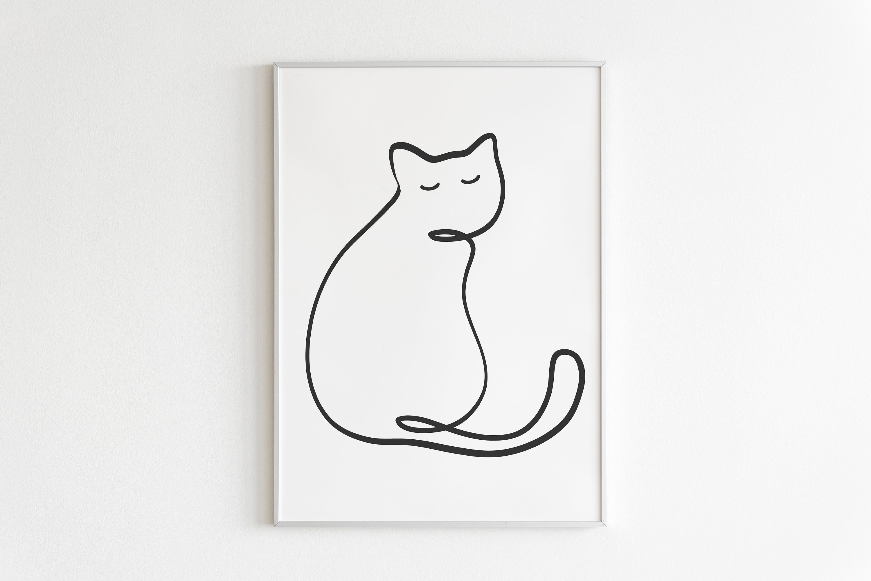 Cat Line Wall Art Line Drawing Cat Lover Art Cat Poster - Etsy