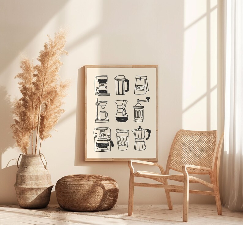 Coffee Bar Print, Coffee Corner Printable Art, Modern Kitchen Decor ...