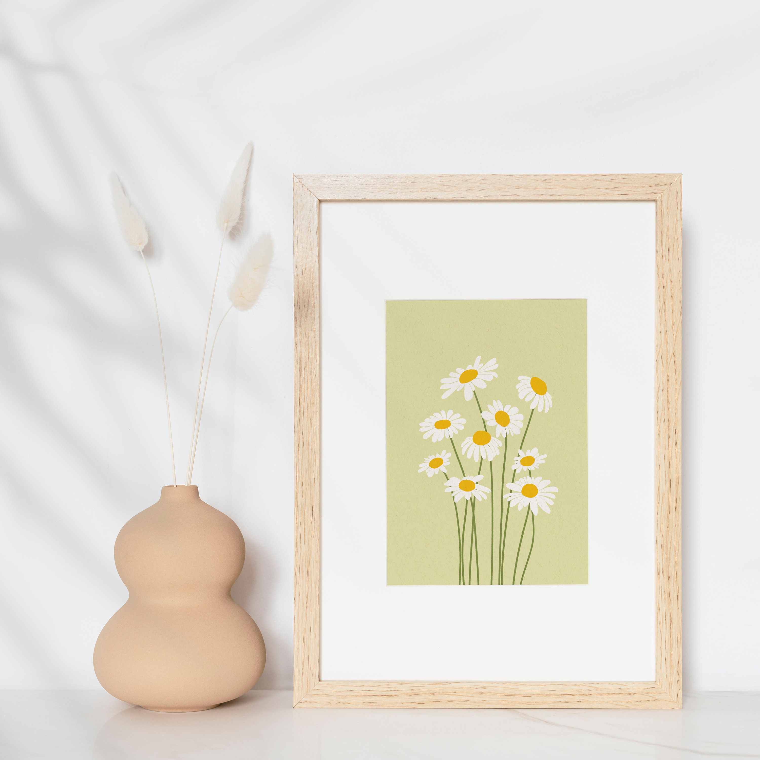 Light Green Daisy Flower Wall Art, Digital Download Pastel Green Daisy ...