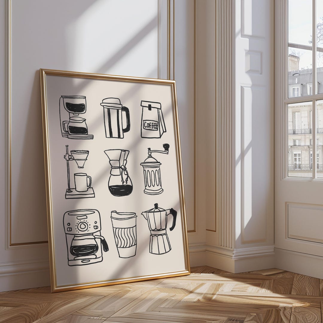 Coffee Bar Print, Coffee Corner Printable Art, Modern Kitchen Decor ...