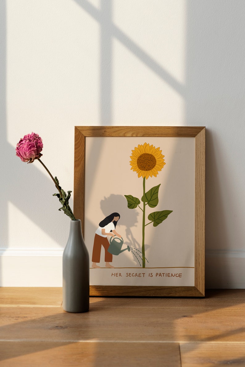 Mindset Quote Her Secret is Patience, Motivational Wall Art, Patience ...