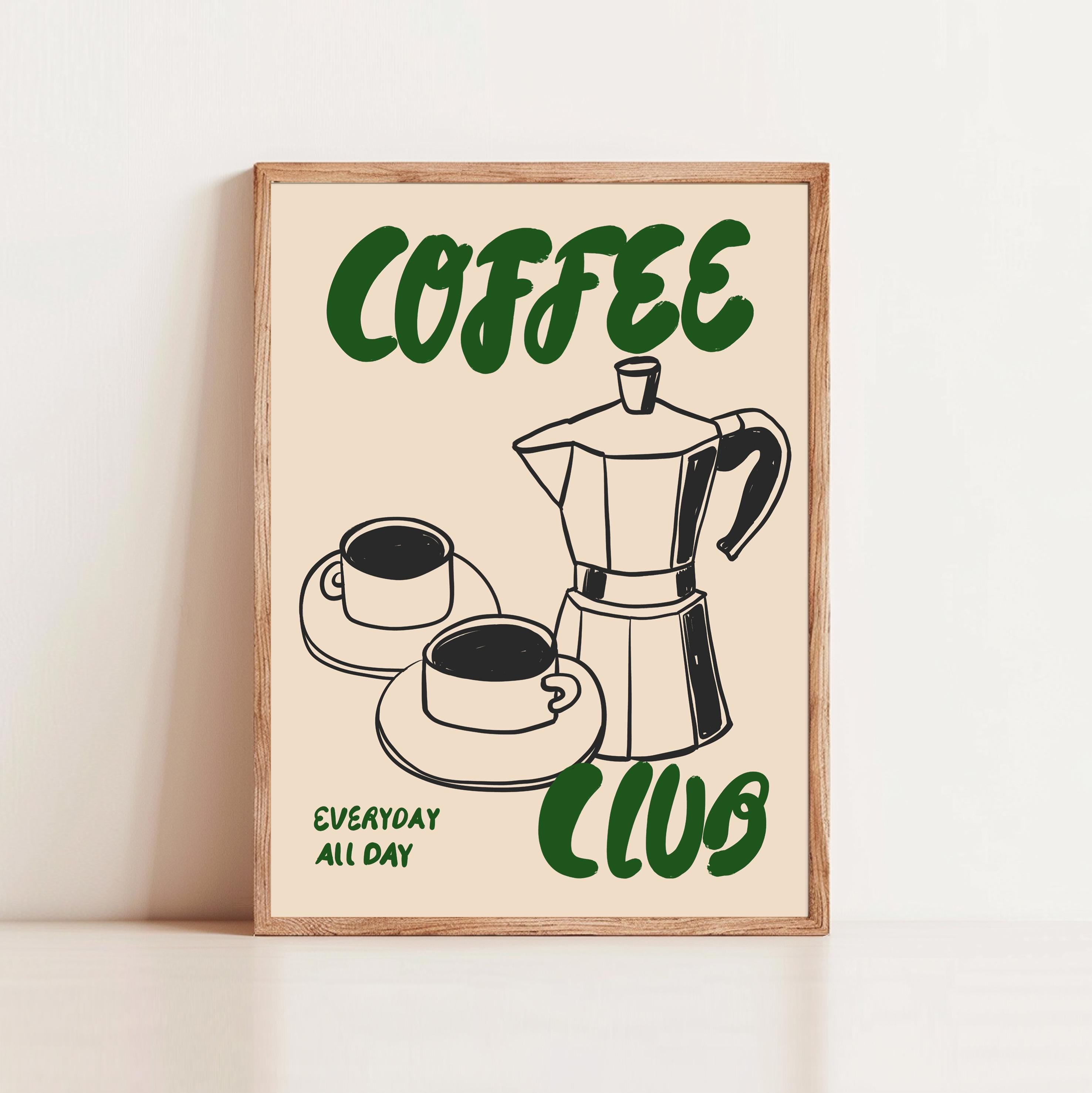 Coffee Print • Coffee Club Poster • Coffee Lover Print • Moka Pot ...