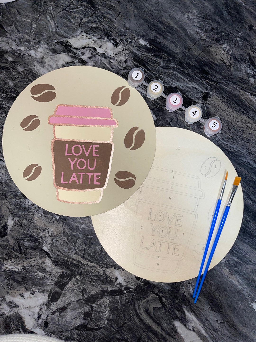 Love You Latte Wood Paint by Number Kit: Valentine's DIY Craft - Etsy