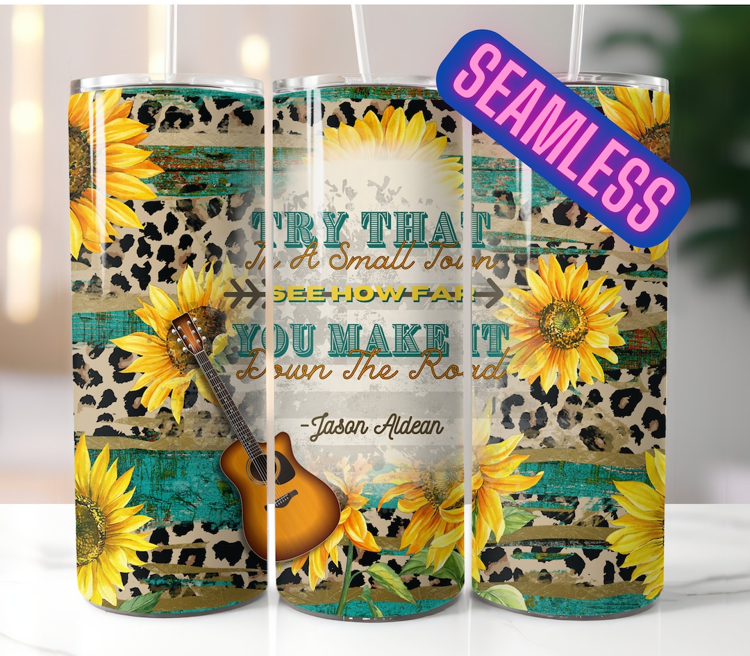 Jason Aldean Tumbler Wrap: Sunflower Guitar Design (PNG Digital Print ...