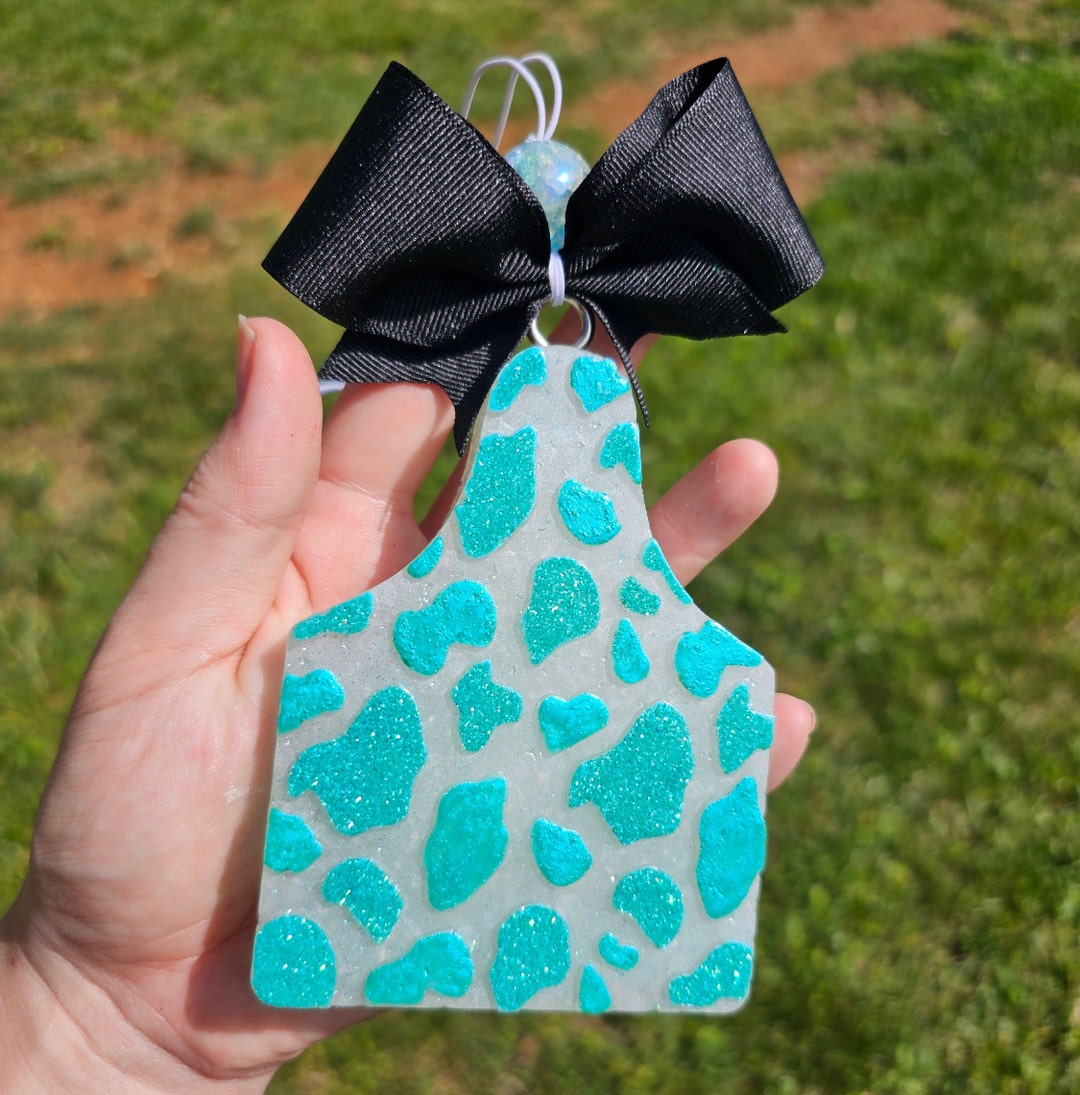 Cow Print Cow Tag W/bow Freshie Hanging Car Air Freshener - Etsy