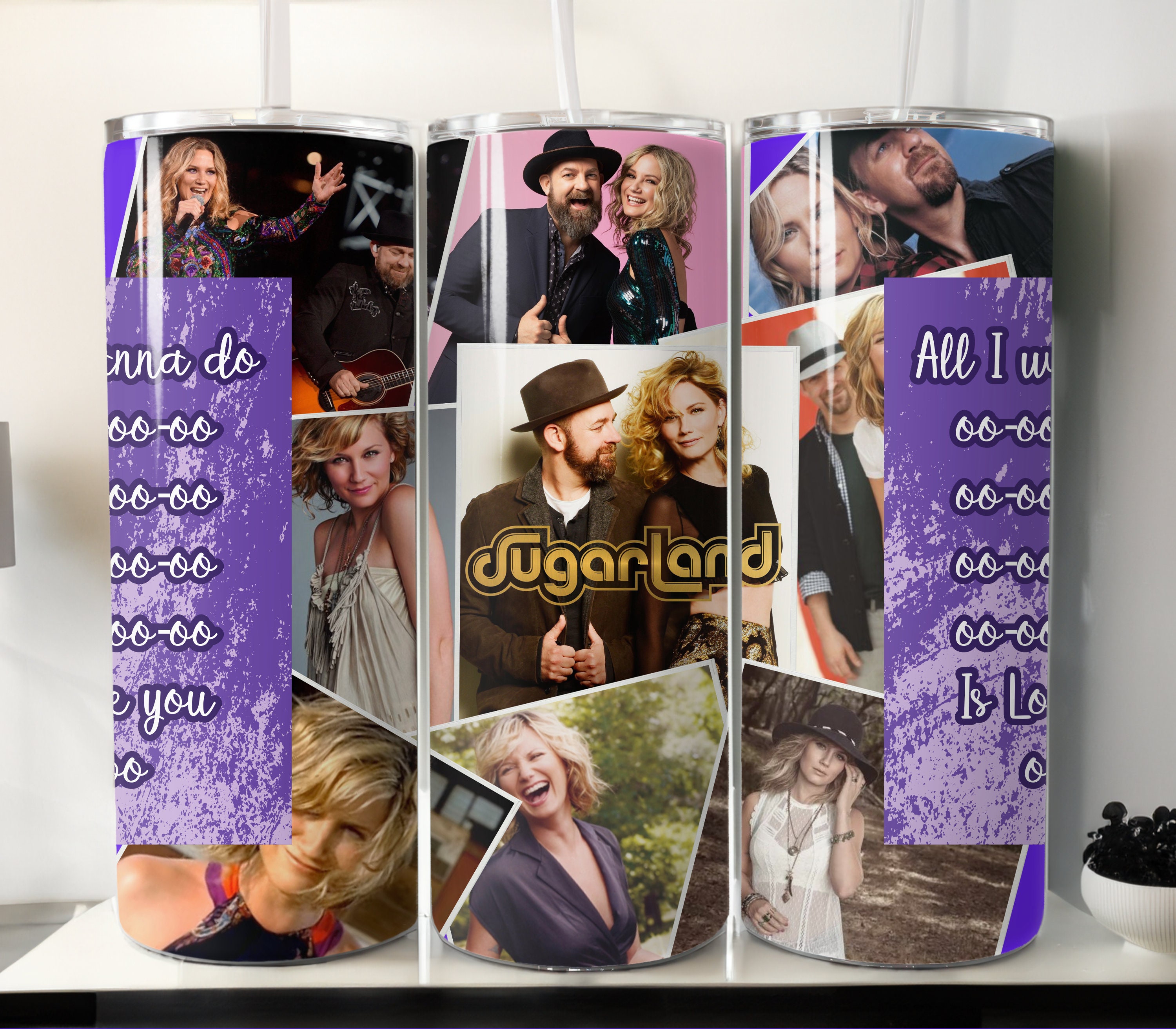Sugarland/jennifer Nettles Collage Seamless 20oz Skinny Straight Tumbler Wrap/ PNG Digital Print ...
