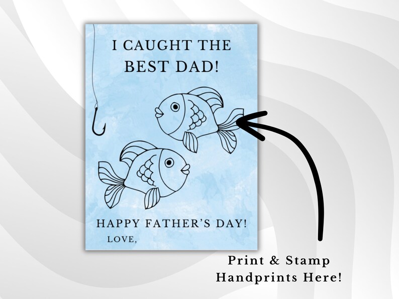 Fishing Card for Dad, Handprint Art Craft, Custom Birthday Fathers Day ...