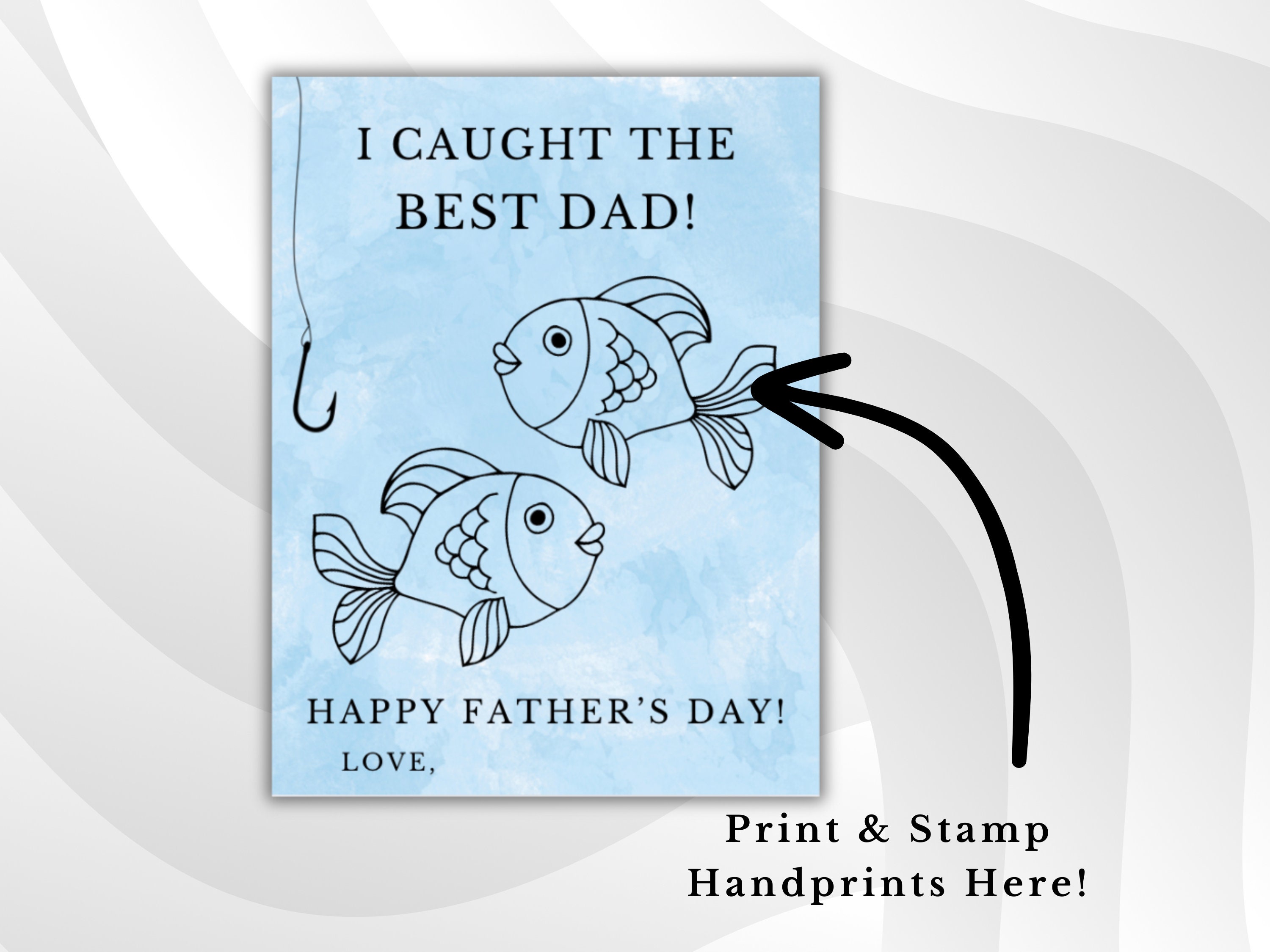Fishing Card for Dad, Handprint Art Craft, Custom Birthday Fathers Day ...