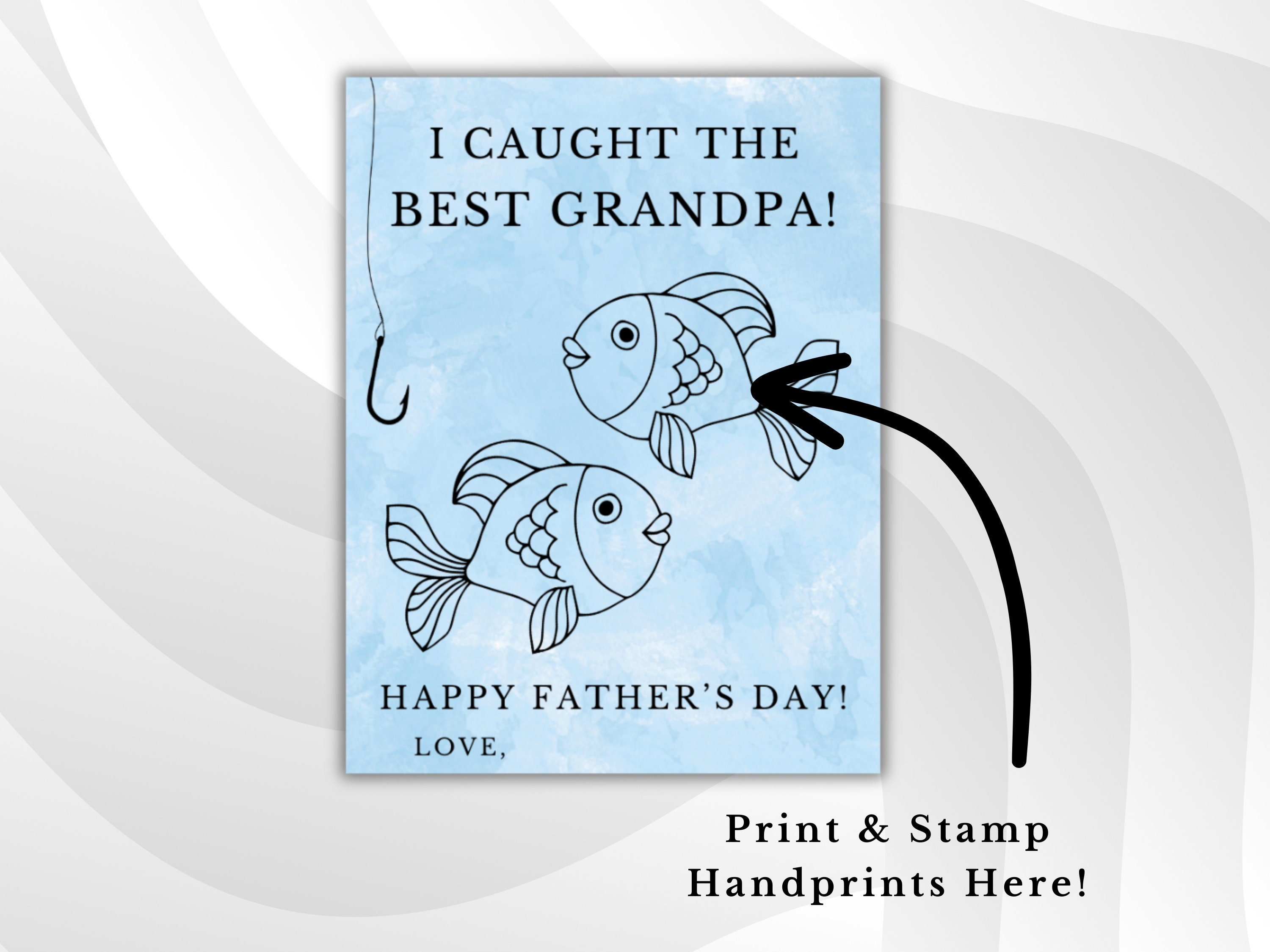 Fishing Card for Grandpa, Handprint Art Craft, Custom Birthday Fathers ...