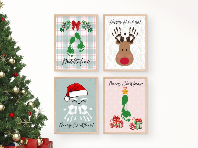 Christmas Handprint Footprint Art Craft Set of 4, Christmas Gift ...