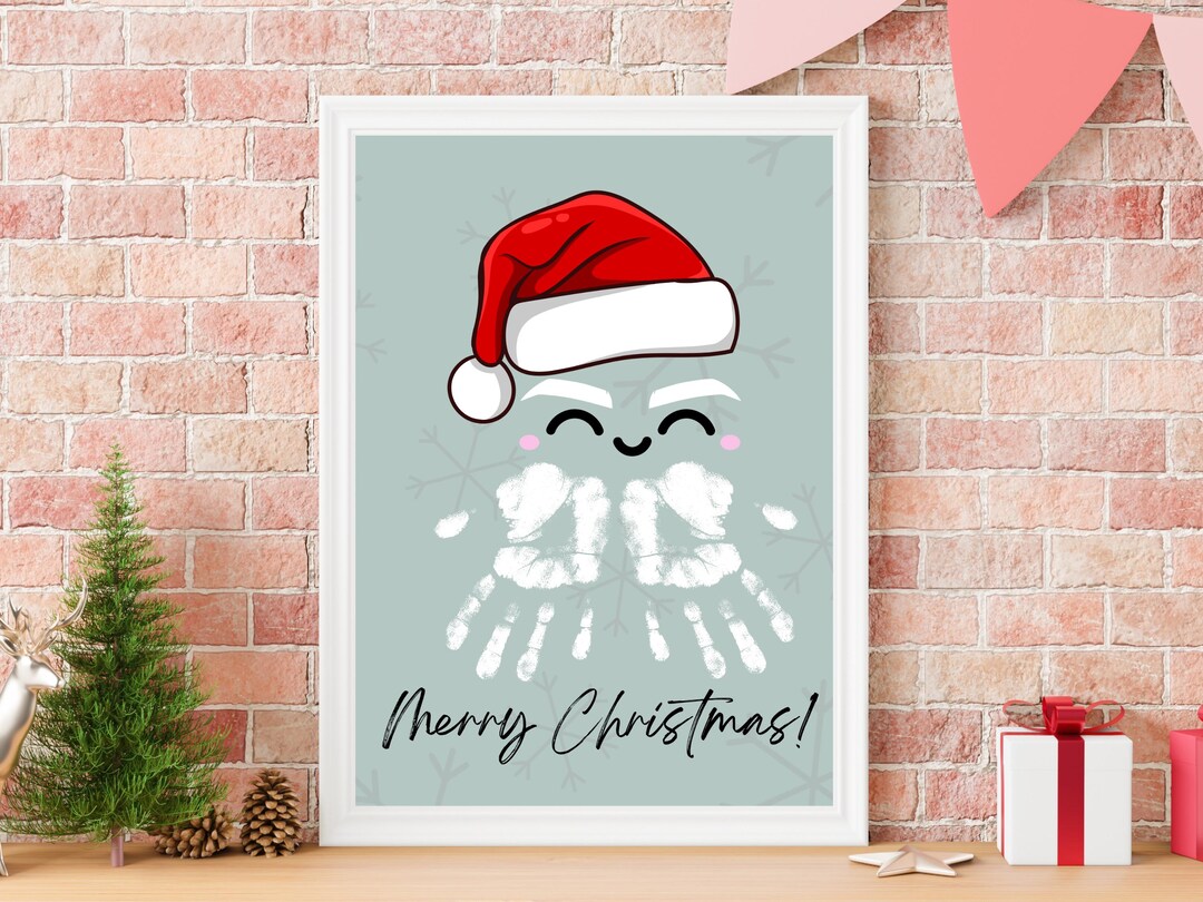 Santa Christmas Handprint Art Craft Christmas Gift Footprint ...