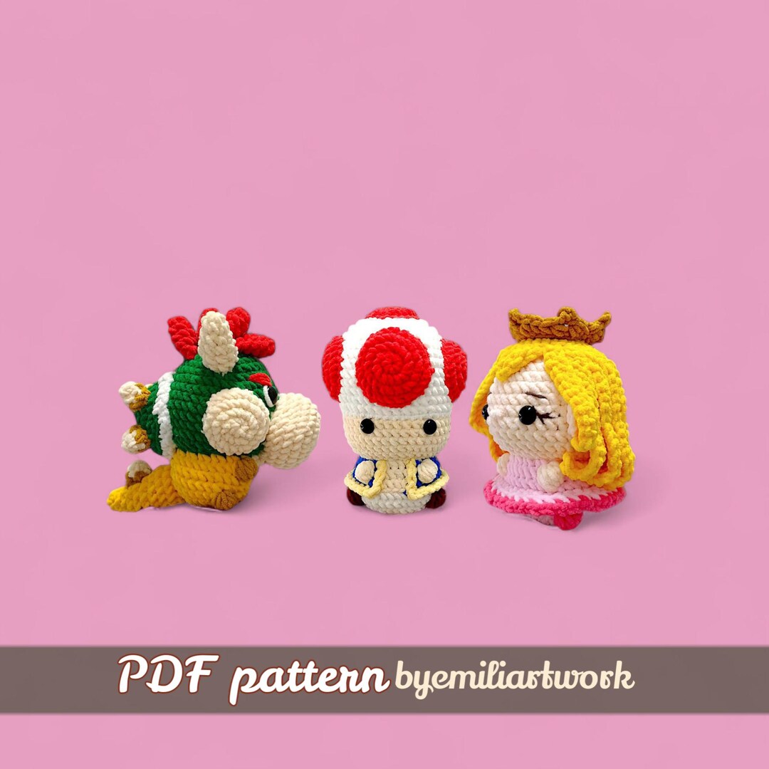 Super Mario Crochet Pattern: Plushies for Toad, Bowser, Princess (ENG ...