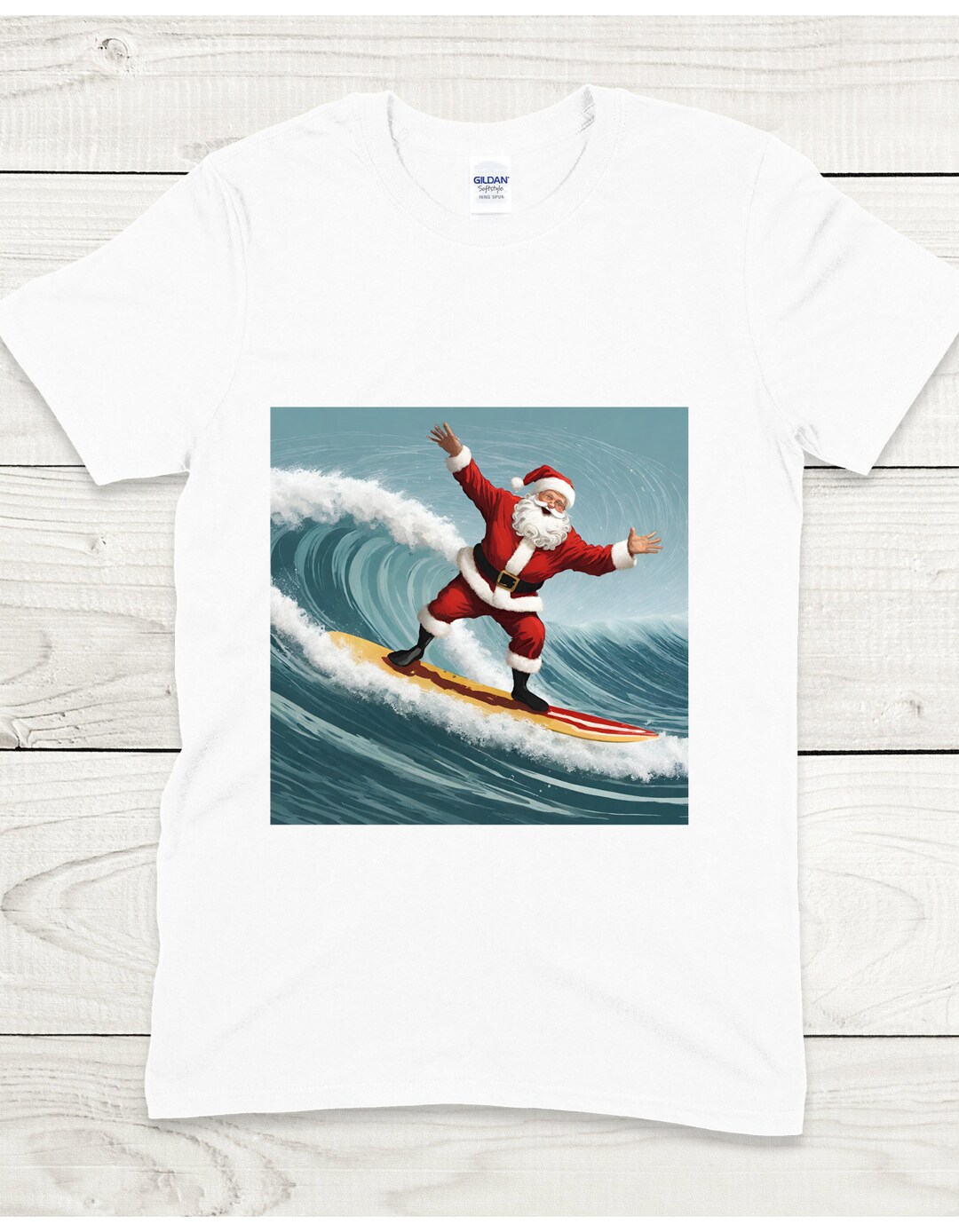 Surfing Santa Original Christmas Design Digital Print Surfs up Santa - Etsy