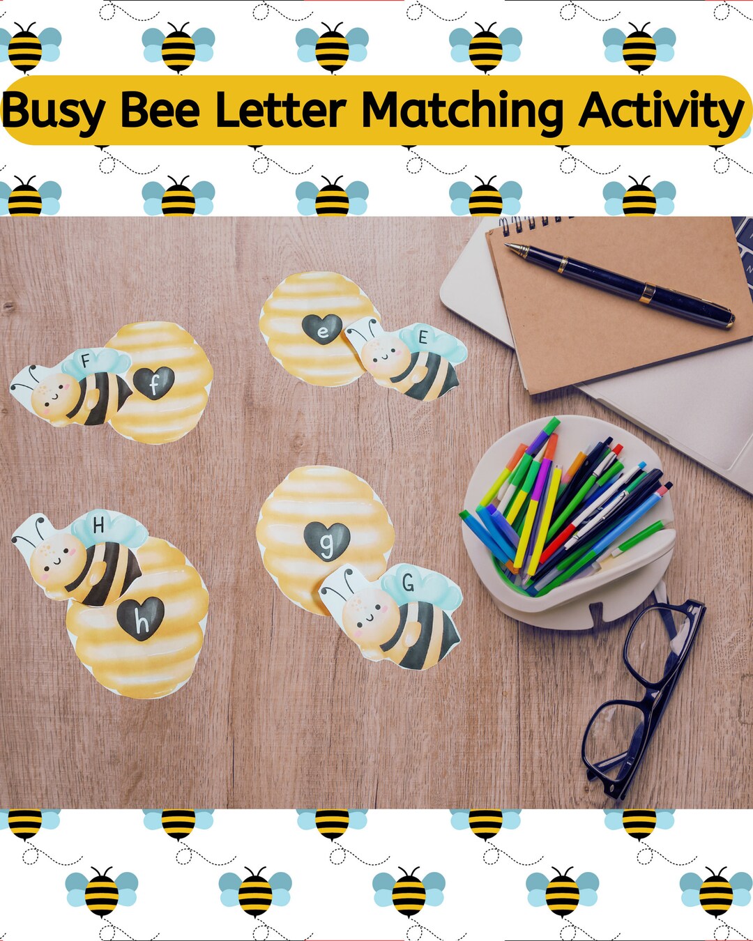 Busy Bee Letter Matching Activity - Etsy