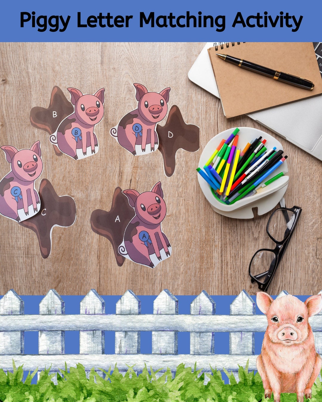 Piggy Letter Matching Activity - Etsy