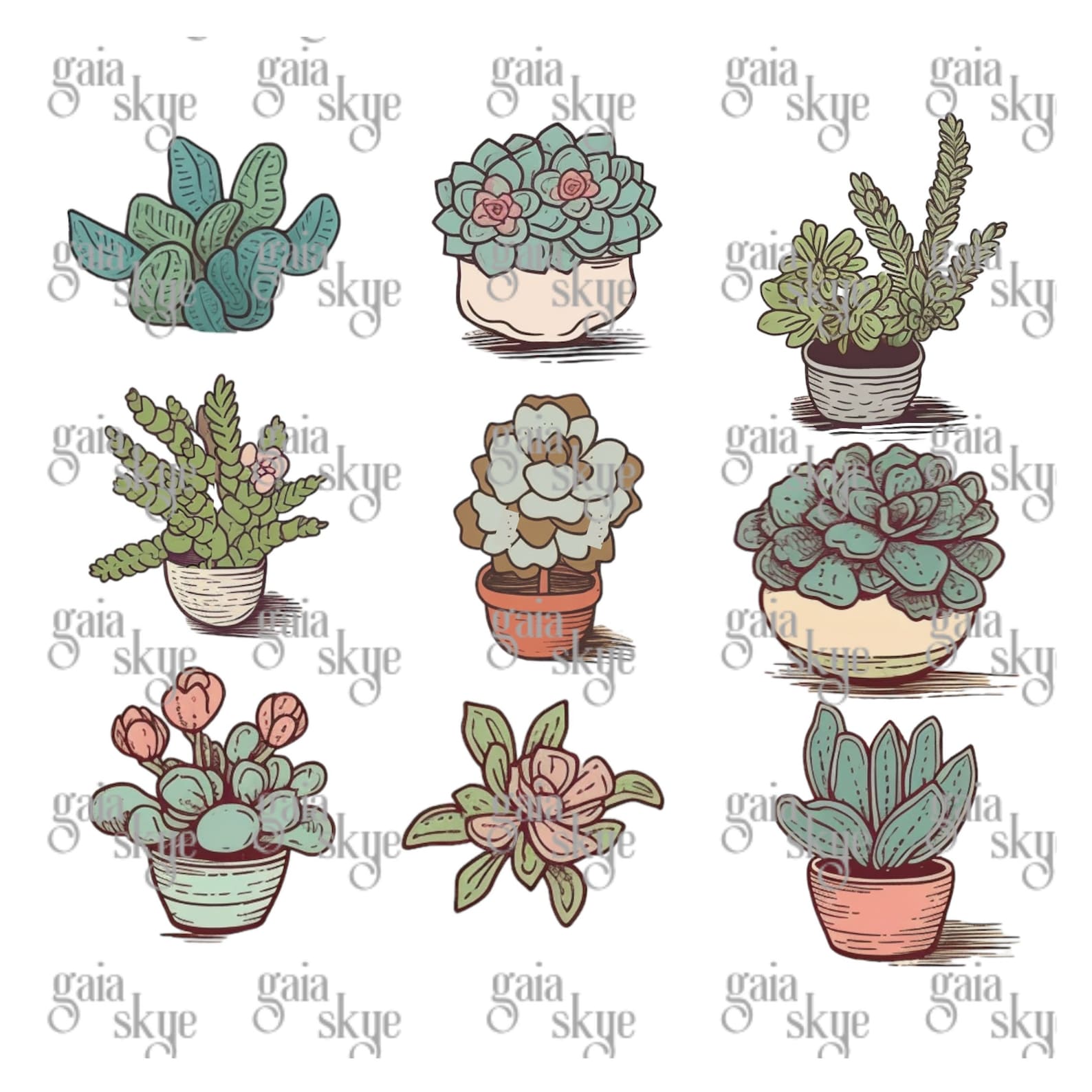 30 PNG Cute Succulents Clipart, Printable Digital Download, Succulent ...