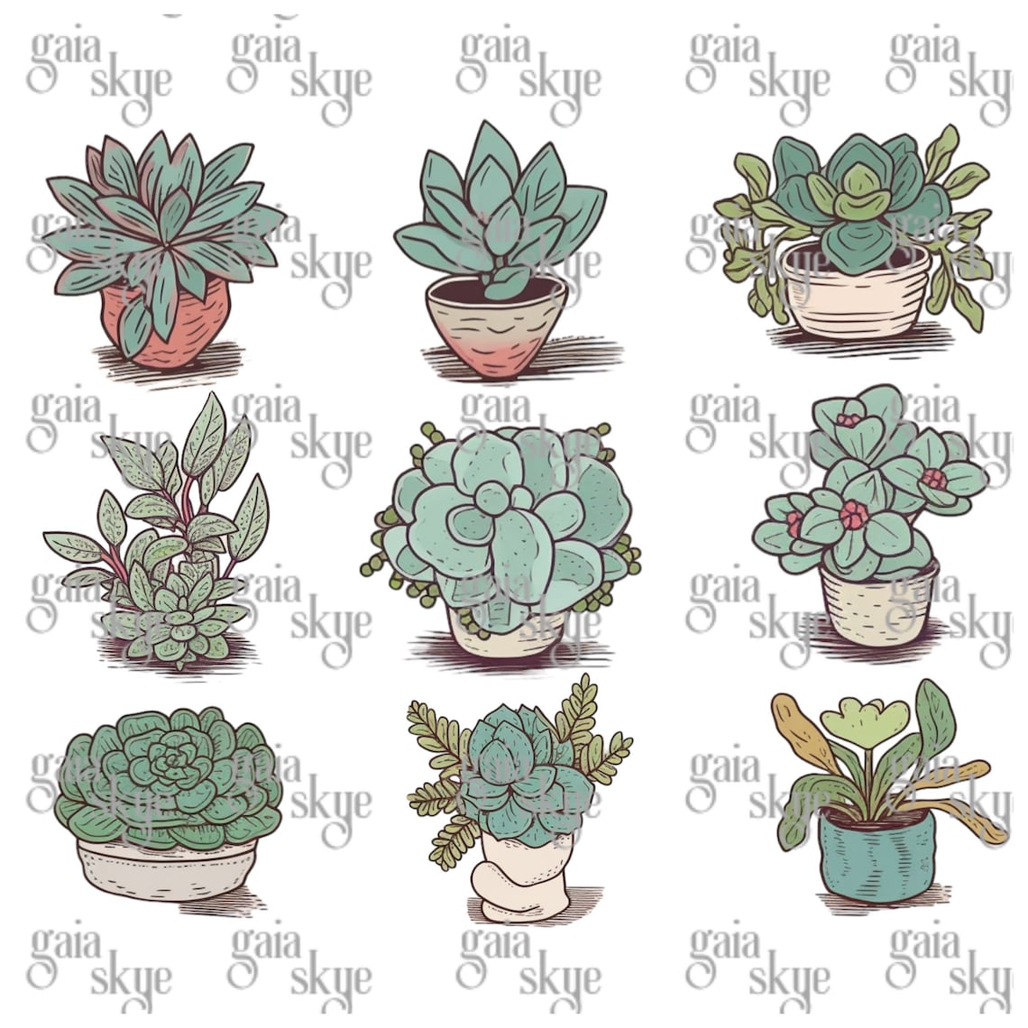 30 PNG Cute Succulents Clipart, Printable Digital Download, Succulent ...
