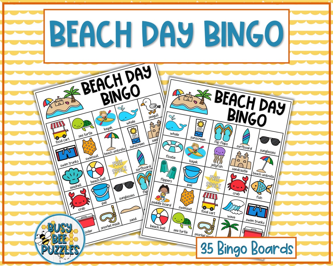 Summer Beach Day Bingo Game - 35 Unique Cards - Differentiated Calling ...