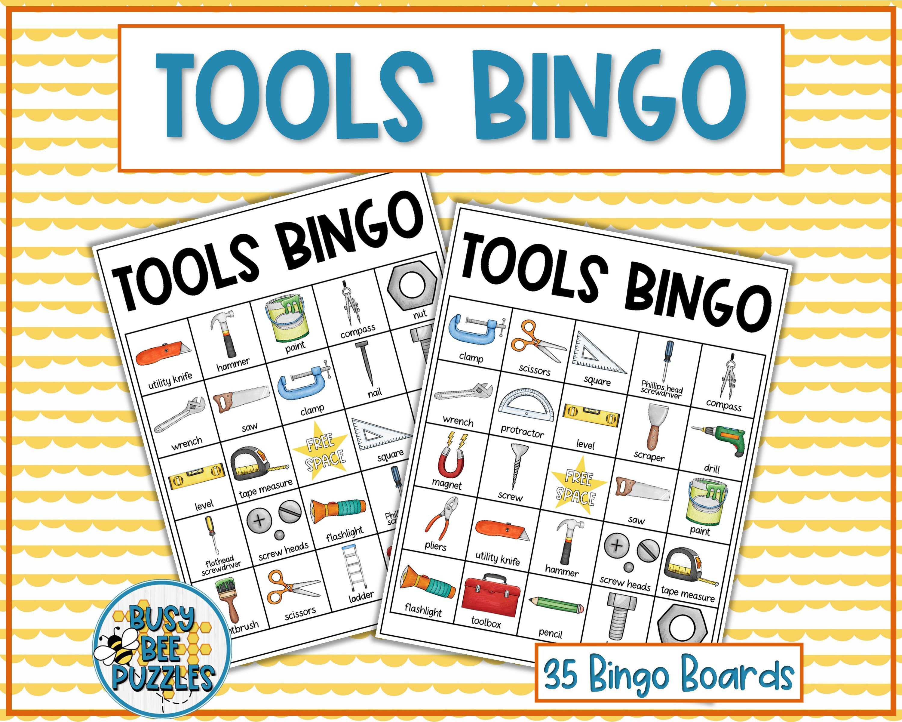 Toolbox Tools Bingo Game - 35 Unique Cards - Digital and Print Calling ...