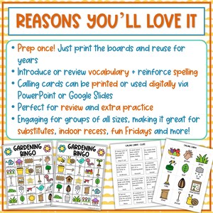 Spring Gardening Bingo Game - 35 Unique Cards - 2 Sets of ...