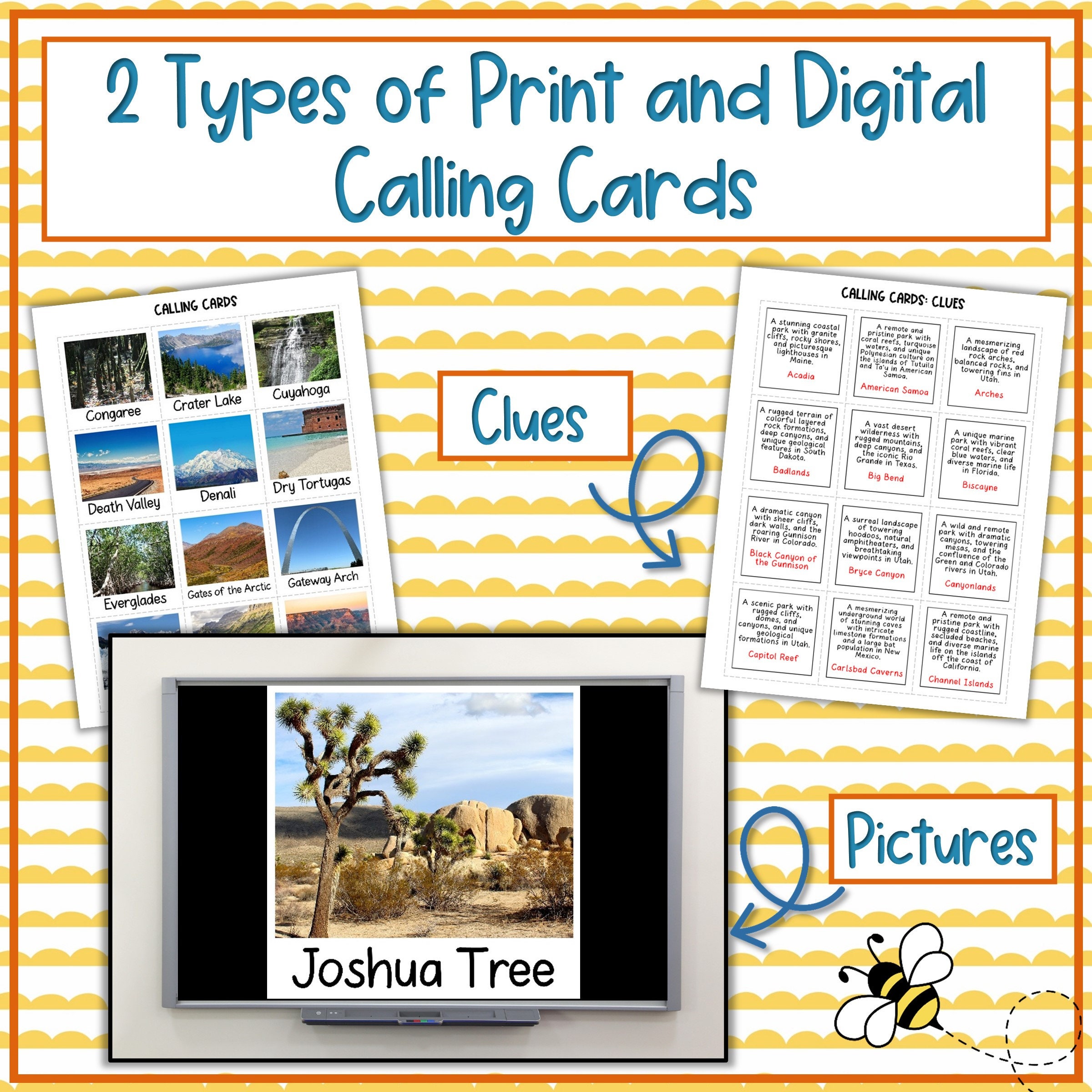 U.S. National Parks Bingo Game 35 Unique Cards With Real Pictures ...