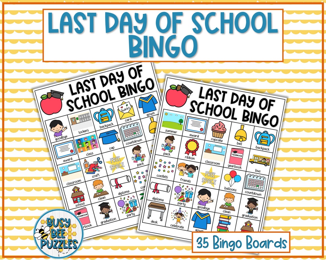 Last Day of School Bingo Game - 35 Unique Cards - Differentiated ...