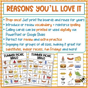 Summer Picnic Bingo Game - 35 Unique Cards - Digital and Print Calling ...