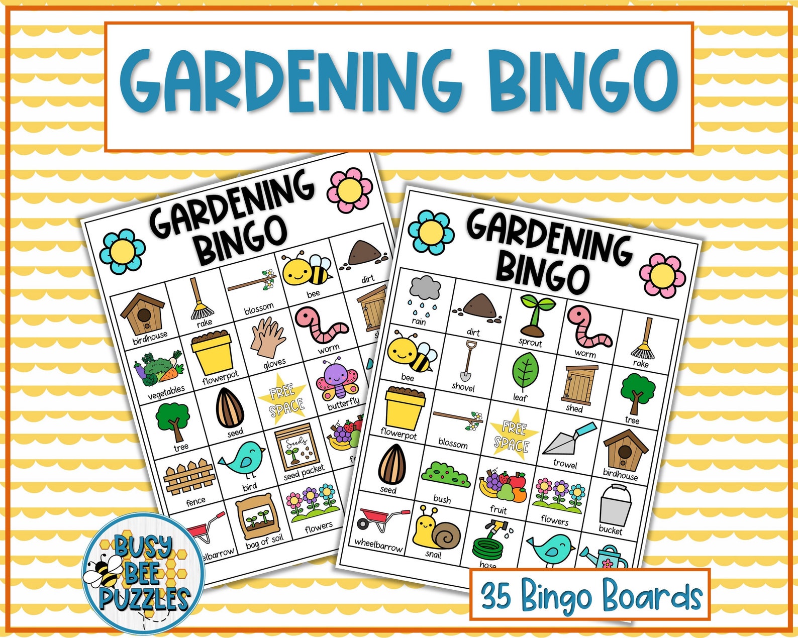 Spring Gardening Bingo Game - 35 Unique Cards - 2 Sets of ...
