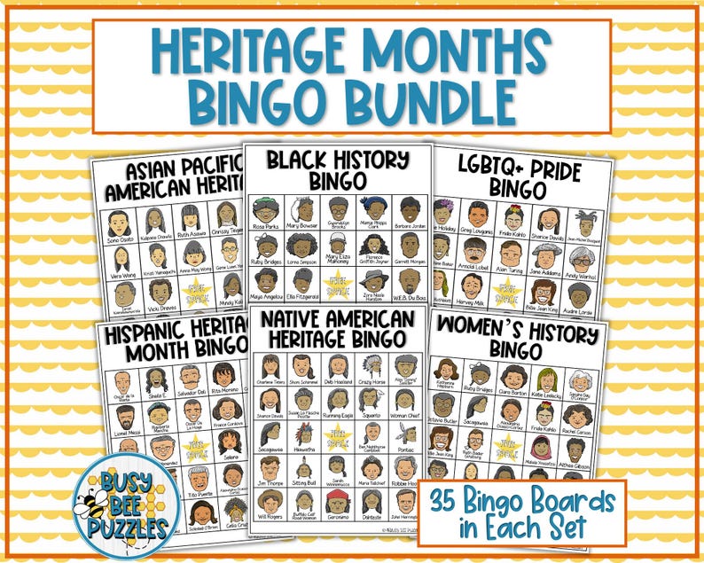 Heritage Months Bingo Game Bundle - Hispanic AAPI Native American Women ...