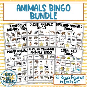 Animal Habitats Bingo Game Bundle Desert, Rainforest, Polar, Wetlands ...