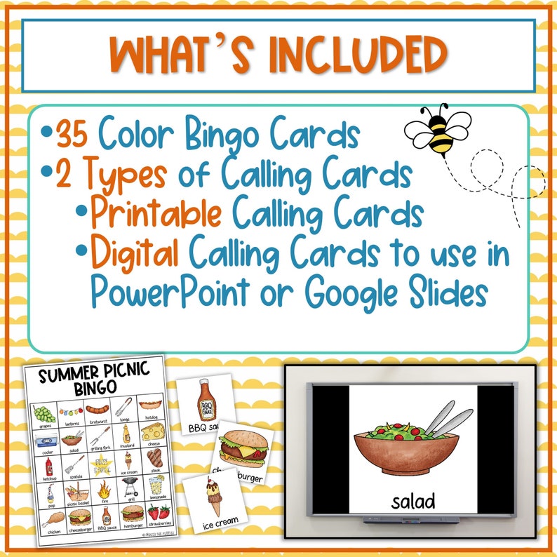 Summer Picnic Bingo Game - 35 Unique Cards - Digital and Print Calling ...