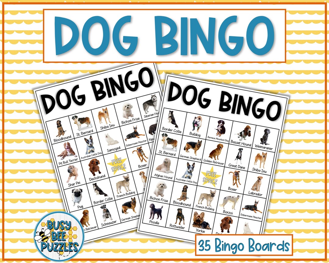 Dogs Bingo Game - 35 Unique Cards With Real Pictures - Digital and ...