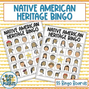 Native American Heritage Month Bingo Game - 35 Unique Cards, 2 ...