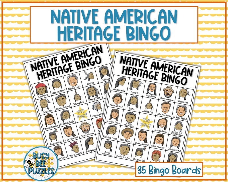 Native American Heritage Month Bingo Game - 35 Unique Cards, 2 ...