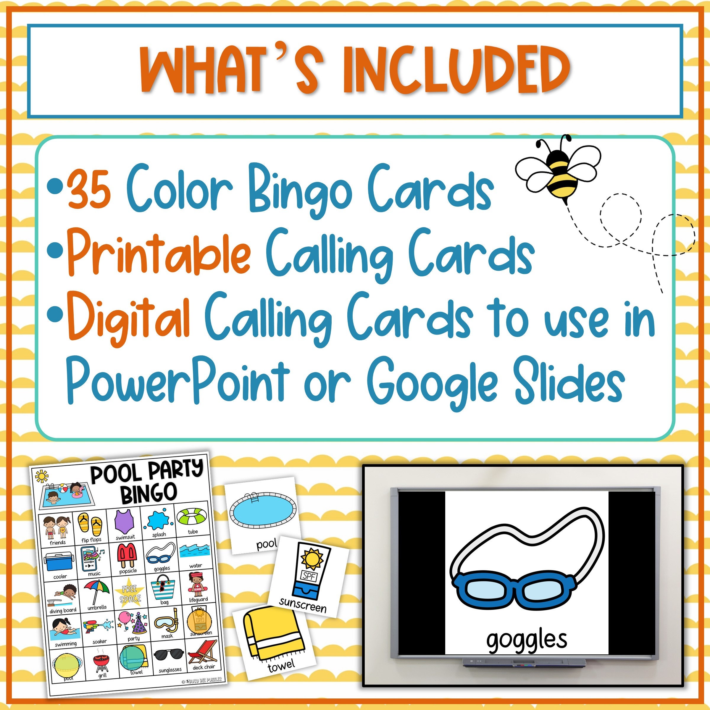 Pool Party Bingo Game - 35 Unique Cards - Digital and Print Calling ...