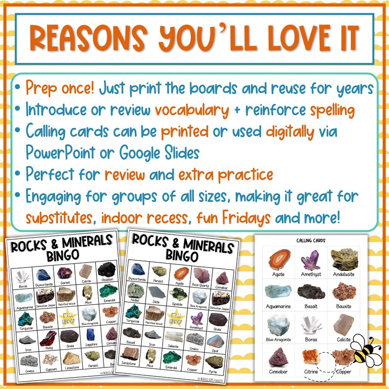 Rocks and Minerals Bingo Game - 35 Unique Cards - Digital and Print ...