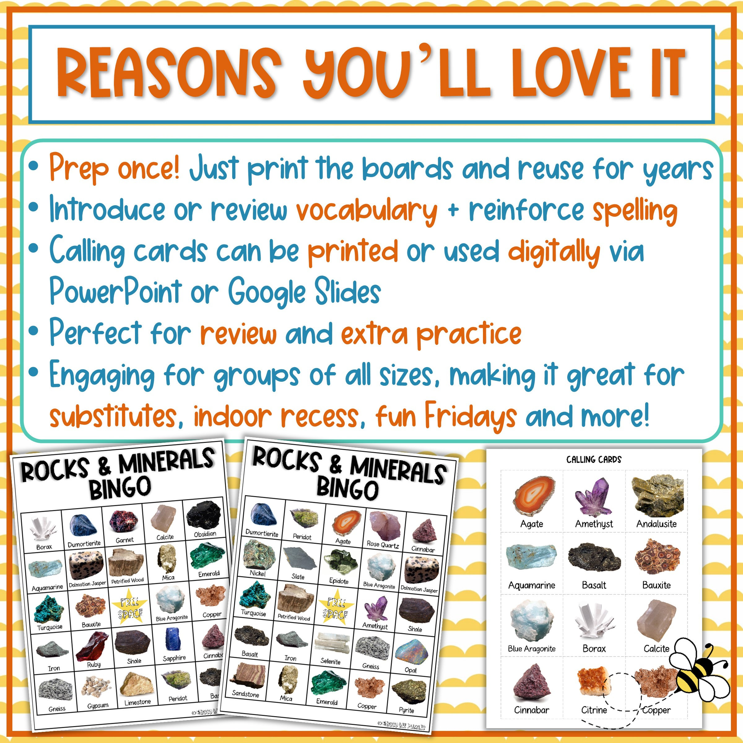 Rocks and Minerals Bingo Game - 35 Unique Cards - Digital and Print ...