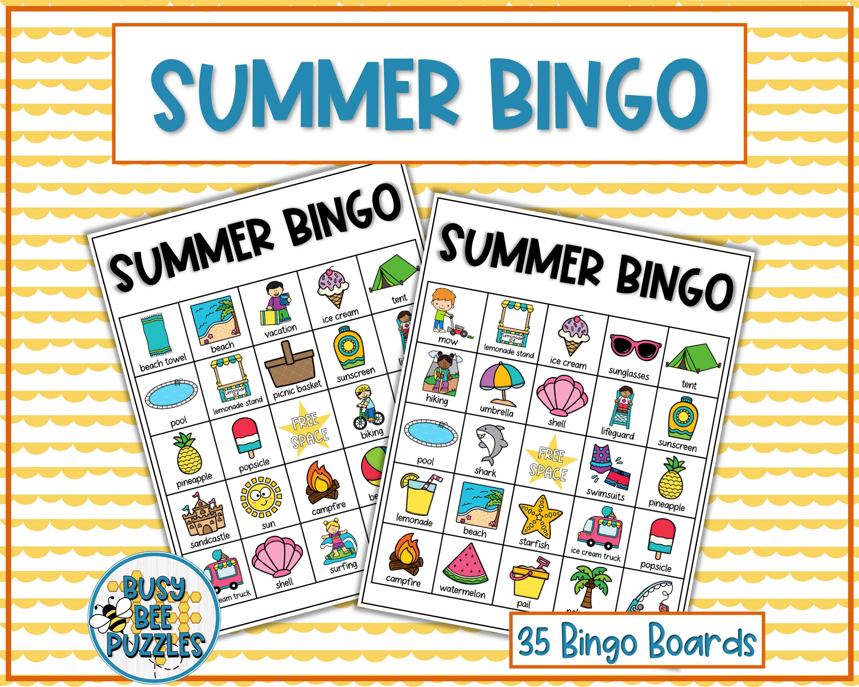 Summer Vocabulary Bingo Game - 35 Unique Cards - Differentiated Calling ...