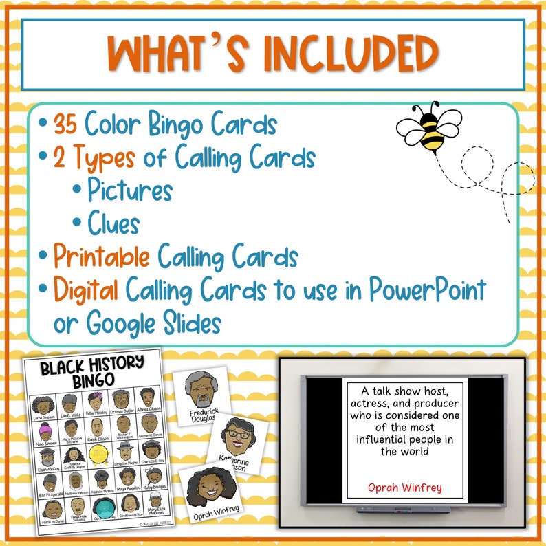 Black History Bingo Game 35 Unique Cards, 2 Differentiated Sets of ...