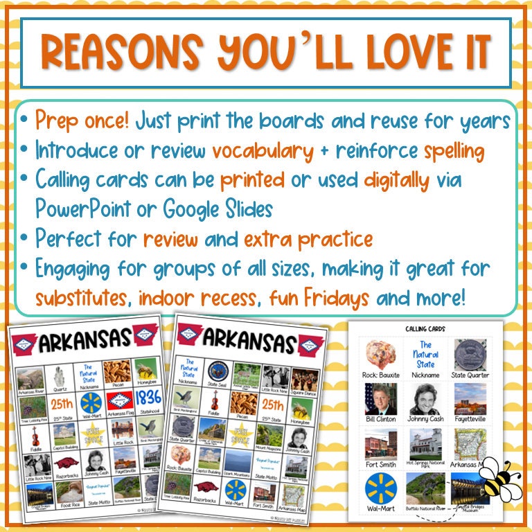 Arkansas Bingo Game - 35 Unique Cards With Real Pictures - Digital and ...