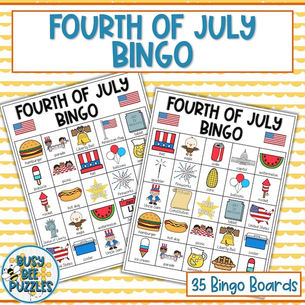 4th of July Bingo - Etsy